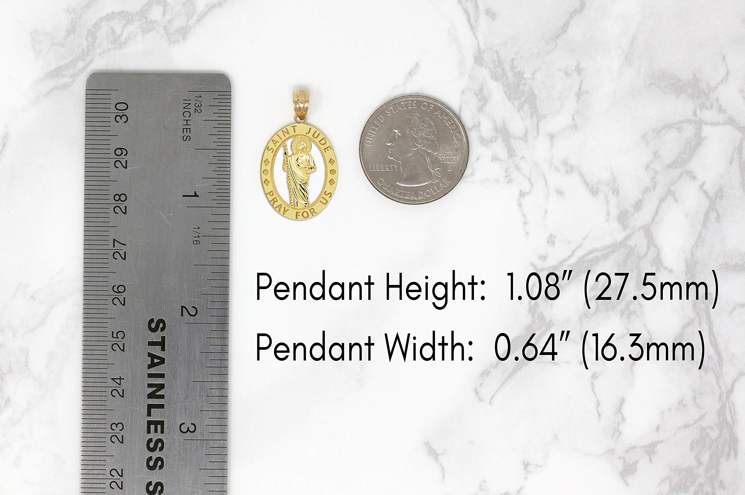 CaliRoseJewelry 14k Saint Jude Pray for Us Charm Oval Pendant in Yellow Gold