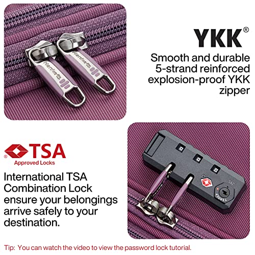 Hanke 20" Softside Expandable Carry on Luggage with Spinner Wheels, Lightweight upright Suitcase with TSA Lock,Rolling Travel Luggage for Woman Man,20-Inch(Purple)