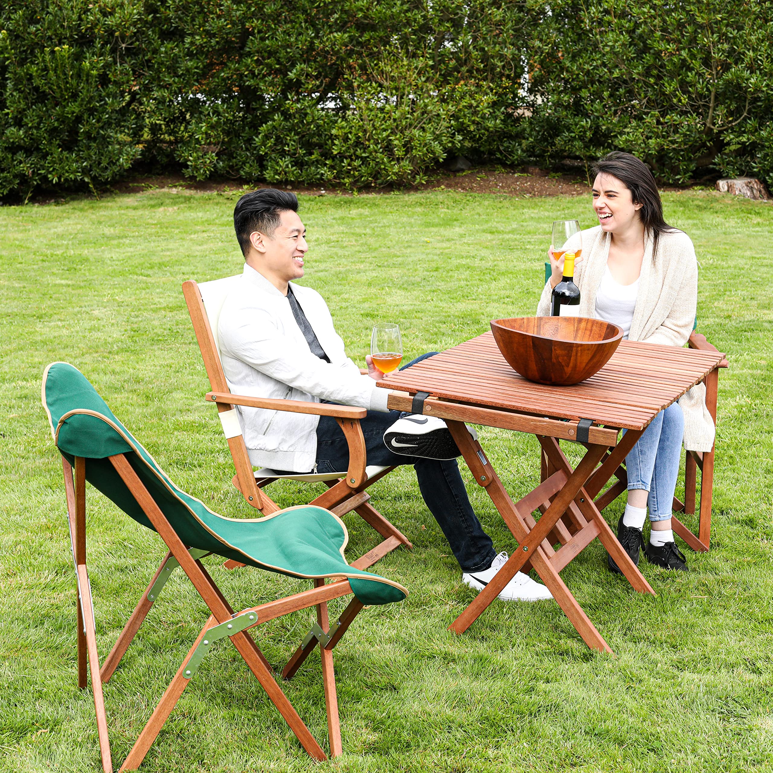 BYER OF MAINE - Pangean Roll Top Folding Wood Table, Hardwood Portable Table for Bistro, Deck, or Camping, Use Indoors or Outdoors