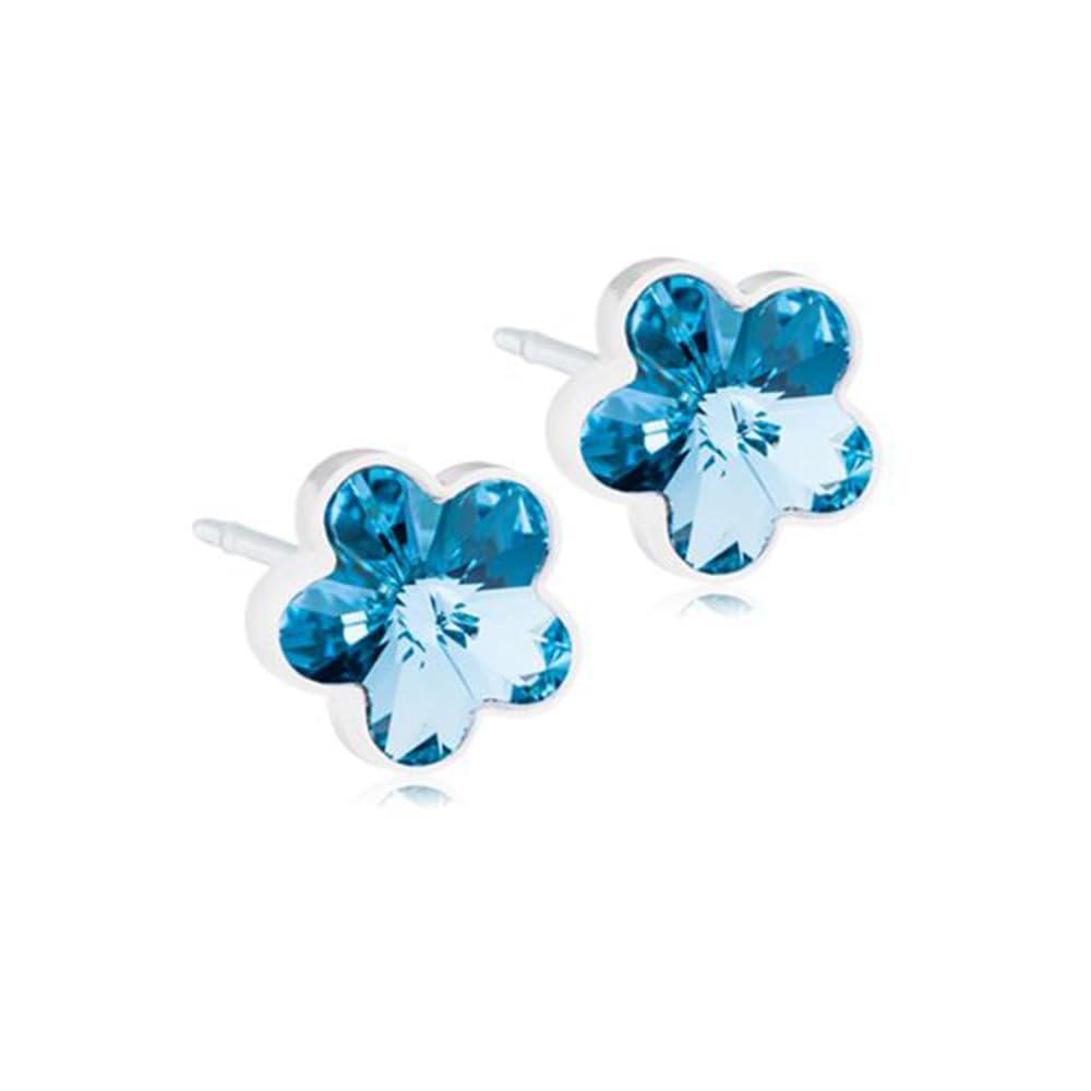 Blomdahl Medical Plastic Earrings with 6 mm Flower Crystal - Hypoallergenic for Sensitive Ears (Clear Crystal)