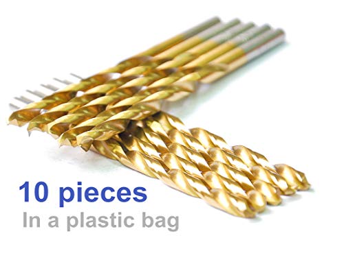 DRILLFORCE HSS Jobber Length 10 PCS,7/32" x 3-3/4"Titanium Coated Twist Drill Bits, Metal Drill, Ideal for Drilling on mild Steel, Copper, Aluminum, Zinc Alloy etc. Pack in Plastic Bag (7/32)
