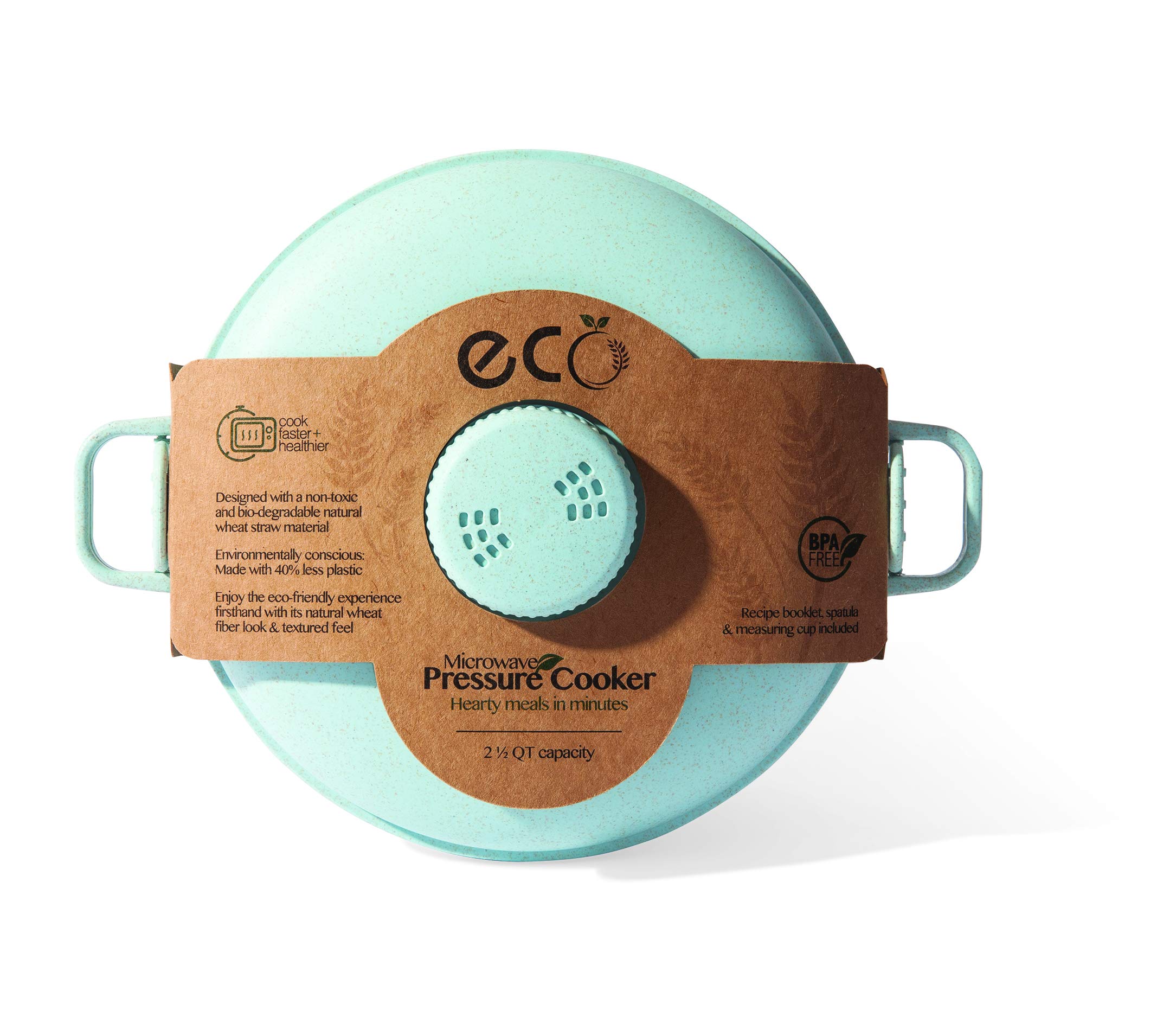 Handy Gourmet Eco Friendly Microwave Pressure Cooker - Easy Microwave Cooking - Easy & Fast Microwave Cookware for Rice, Chicken, Pasta, and More - Non-Toxic & Bio-degradable Material (Teal)