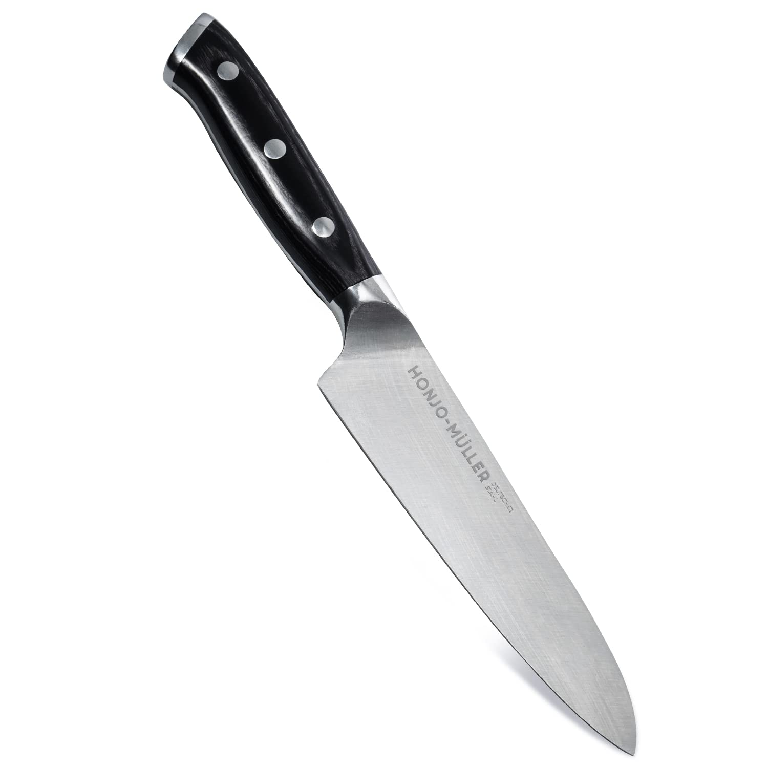 Honjo Muller Santoku Knife 7 Inch - Sharp Japanese-Style Kitchen Chef Knife | Full Tang Stainless Steel Cooking Knives | Cutting, Chopping, Slicing
