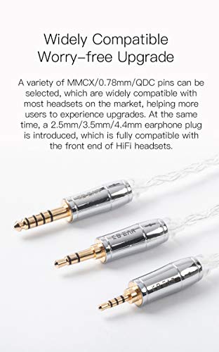 Keephifi Earphone Upgrade Cable-KBEAR 4 Core Upgraded Cable 4N Purity Silver Headphone Cable HiFi in Ear Monitor Replacement Cable, for ZS5, ZS6, ZS7, C10, C12, C16, C04, CA4, CA2 (2PIN, 4.4MM)…