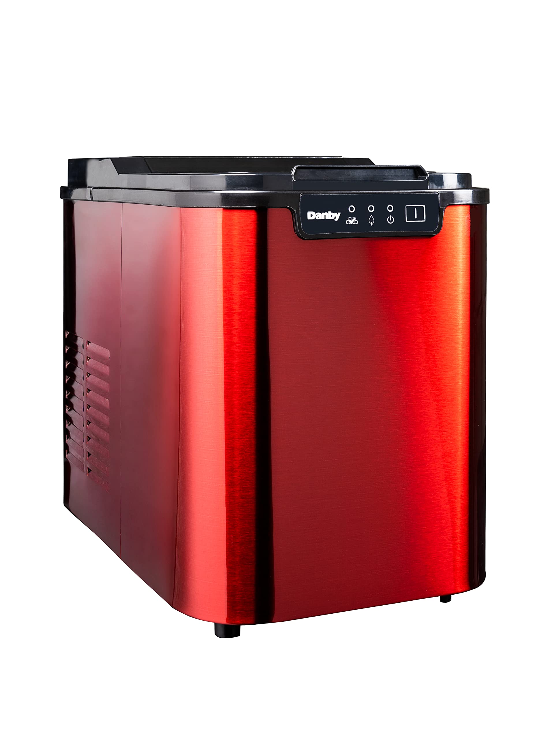 Danby DIM2500RDB Countertop Ice Maker, Makes 25 lbs Ice in 24 Hrs, Holds 2 lbs of Ice, Red Ice Machine with Electronic Controls, LED Display and Self Clean Function