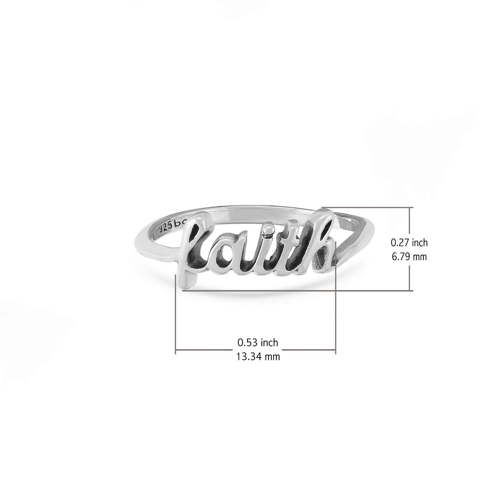 Boma Jewelry Sterling Silver Faith Script Ring, Size 7