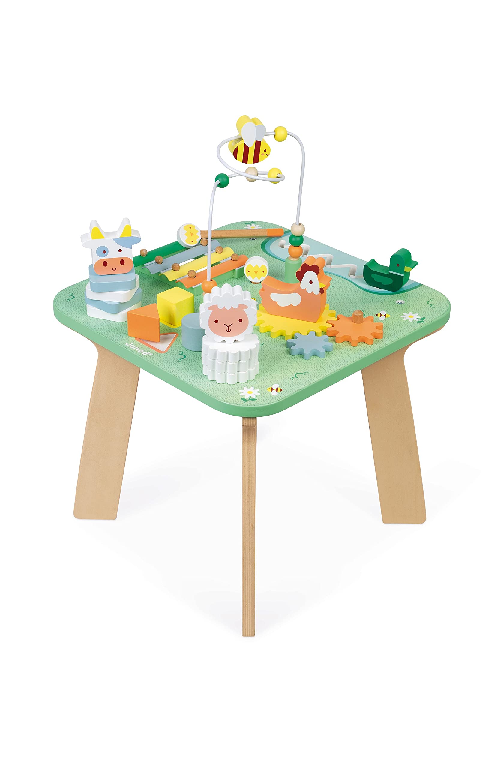 Janod Wooden Pretty Meadow Activity Table - 21.1" Tall - Ages 12 Months+ - J05327