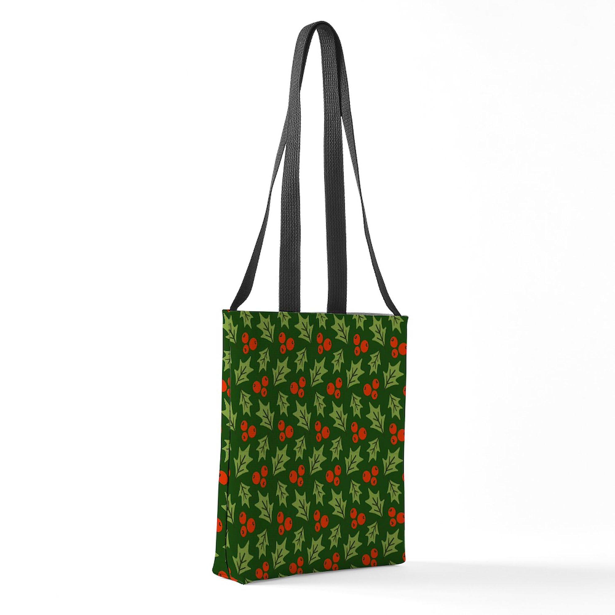 CafePress Holly Berries Christmas 13"x13" Reusable Grocery Shopping Sling Tote Bag
