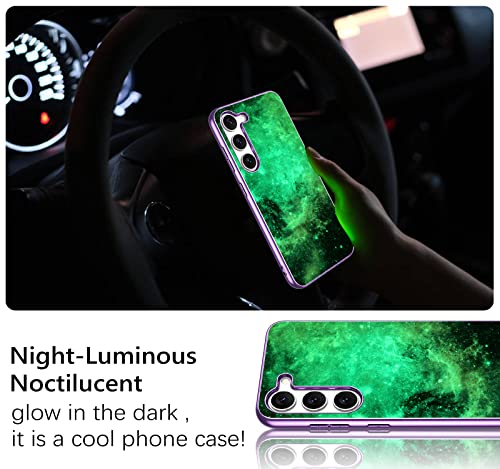 GUAGUA Compatible with Samsung Galaxy S23 Case 6.1 Inch Glow in The Dark Noctilucent Luminous Space Nebula Slim Fit Cover Shockproof Protective Anti Scratch Case for Samsung S23 5G, Blue Nebula