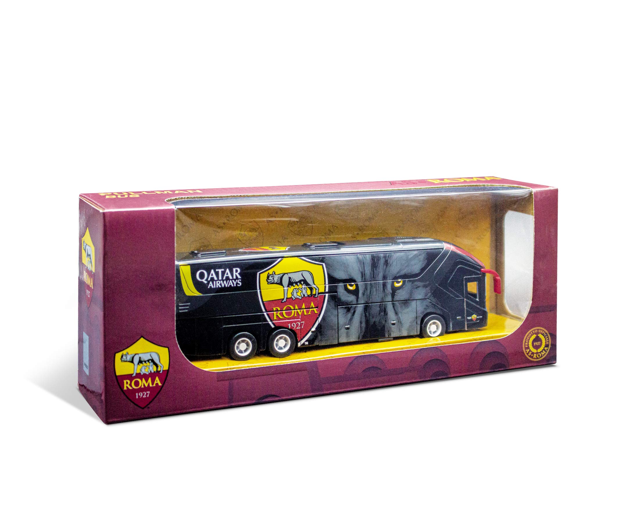 Mondo National Soccer Club Motors-Pullman A.S. Roma 51216 Model Kit Bus with Pull-Out Clutch Cable, Orange Yellow Red Black