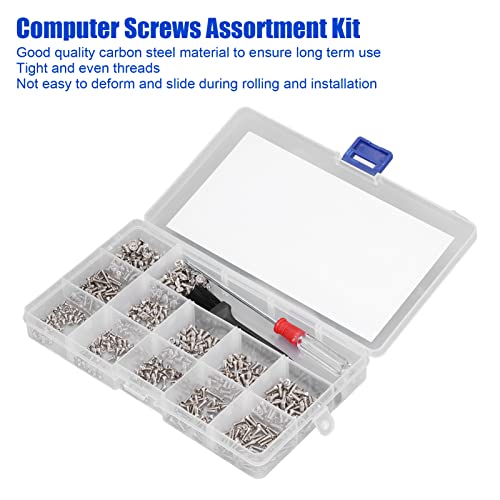 ComputerScrews Kit, Tight Even Threads ComputerScrew 600Pcs Flathead Standard Metric Replacement with ScrewdriverBrush for Laptop