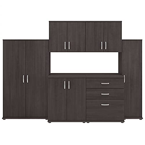 Bush Business Furniture Universal 6 Piece Modular Closet Storage Set with Floor and Wall Cabinets, Storm Gray