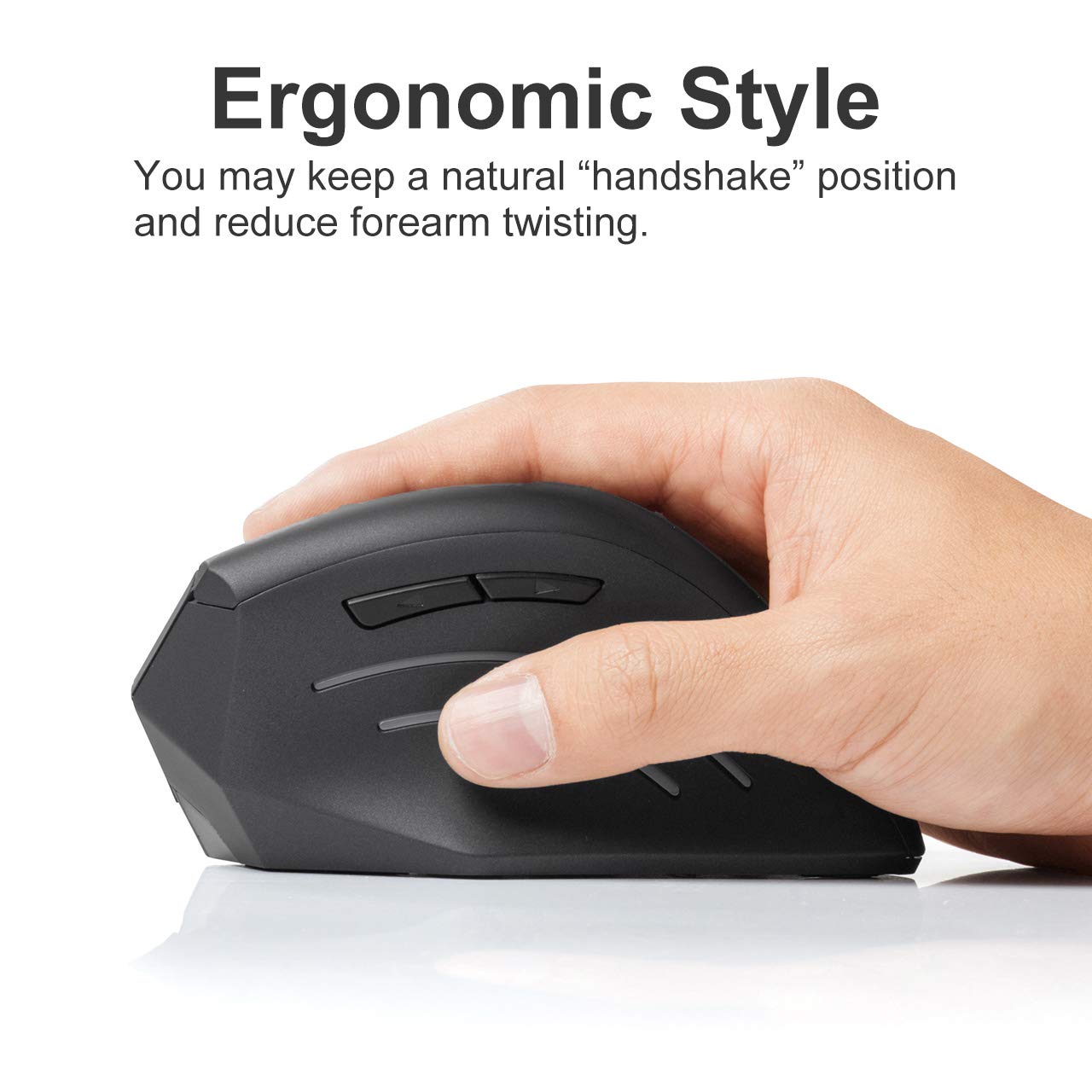 SANWA Bluetooth Ergonomic Mouse, Optical Vertical Mice, for Large Hands, Reduce Wrist Strain, (800/1200/1600 DPI, 6 Buttons) Compatible with MacBook, Laptop, Windows, Mac OS, Android, GMAERGBT15