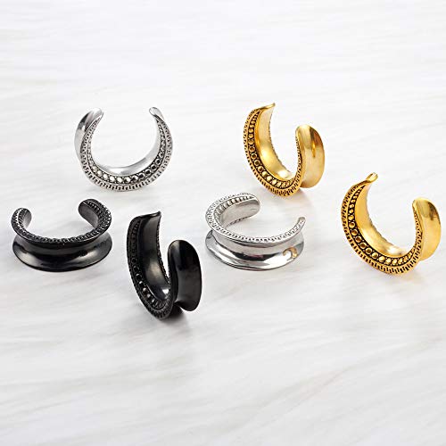 Casvort 2 PCS 8mm (0g) 316 Stainless Steel Vintage Saddle Plugs Ear Gauges Tunnels Piercing Stretchers Saddle Hangers for Weight