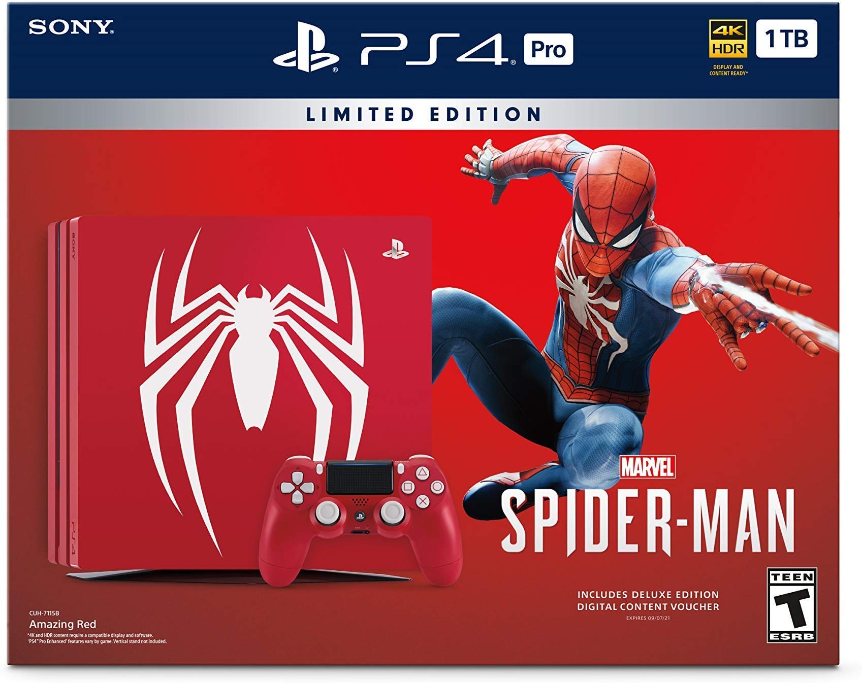 Playstation 4 Pro 2TB SSD Limited Edition Console - Marvel's Spider-Man Bundle Enhanced with Fast Solid State Drive (Renewed)