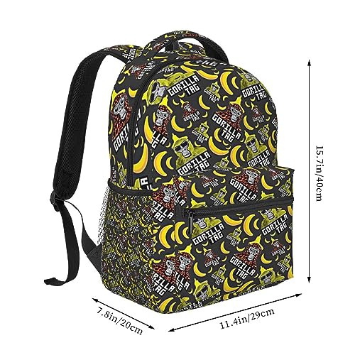 FVGWTVS Boy 3D Printing Gorilla Backpack Cute Cartoon Daily Large Capacity Backpack Gorilla Lightweight Cute Daybag 16 inch