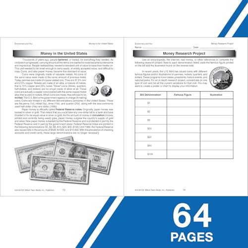 Mark Twain Basic Economics Workbook, Grades 5-8 Financial Literacy Books, Money, Taxes, and Economic Principals With Math Practice, 5th Grade Workbooks and Up, Classroom or Homeschool Curriculum