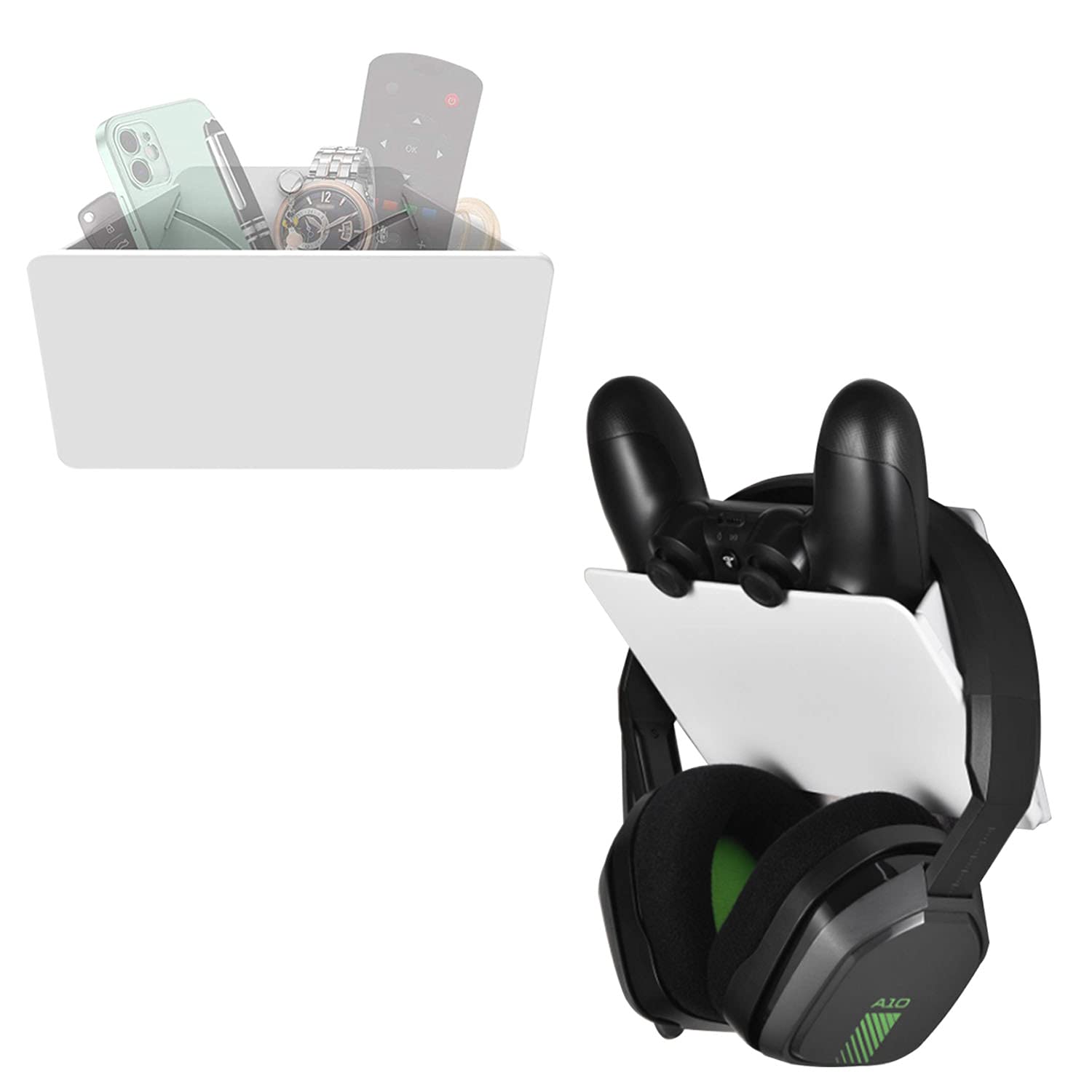 Holder Wall Mount Damage-Free (2 Pack),can be folded,Compatible with Game Controller,Headphone, Mobile Phone, Remote Controller, for Kitchen, Living Room, Bathroom, Bedside, Office