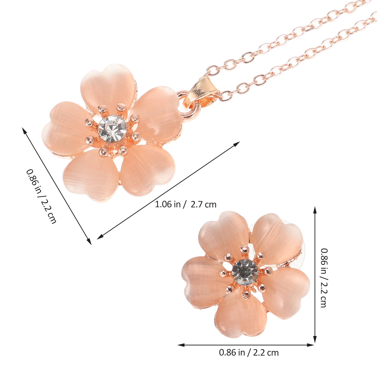 Holibanna Rhinestone Cherry Blossom Branch Pendant Necklace Earrings Stud Set Wedding Jewelry for Women