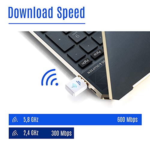WiFi Nation® WiFi Dongle Mini 802.11ac AC600 USB WiFi Adapter, chipset: Realtek RTL8811AU, Dual Band 2.4GHz or 5GHz, Windows, MacOS, Linux Supported - White