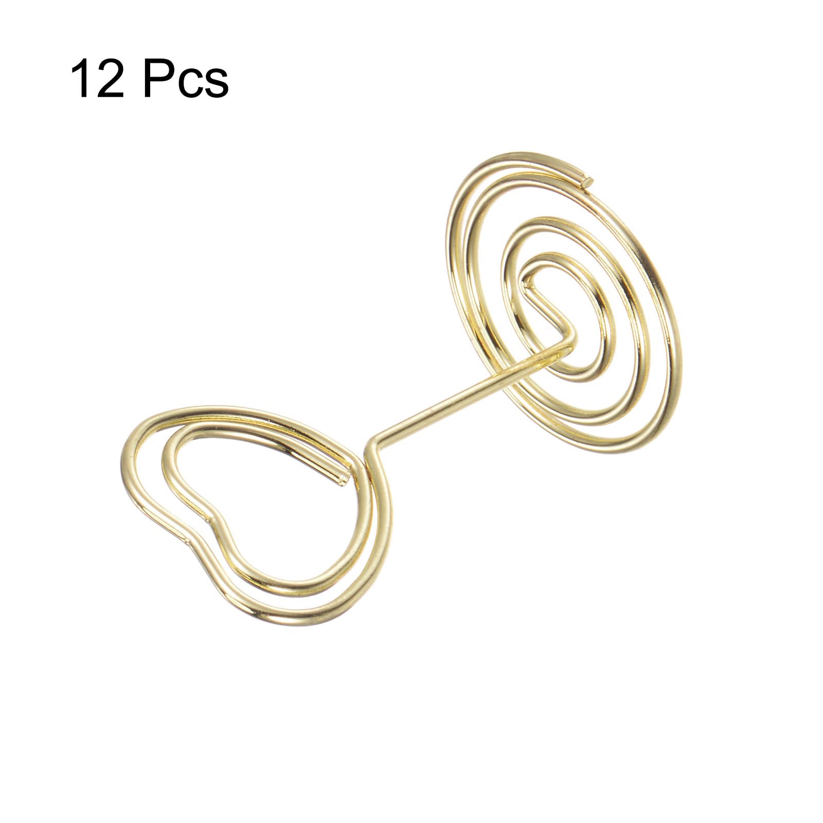 HARFINGTON 12pcs Table Number Holders 1.97 Inch 50mm Tall Mini Heart Shape Steel Photo Holders for Centerpieces Table Place Card Holders for Wedding Reception Party Office Home, Silver Tone