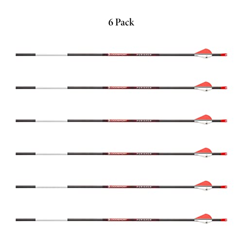 BLOODSPORT Punisher Precise Durable Carbon Fletched Hunting Arrow for Compound Bow - 31" Length, 244" Standard-Diameter, 004" Straightness, 6 Pack, 350 Spine,Black