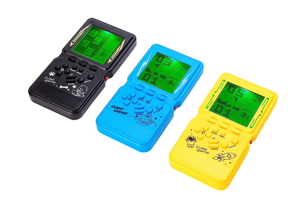 CZT New Retro Block Game Console Green Backlight Large Screen More Convenient for Playing Games Classic Nostalgia Puzzle Built-in 999 in 1 Brick Game Children's Gift (Blue)