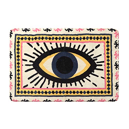 HAOCOO Evil Eye Area Rugs 2’x3’ Non-Slip Tribal Style Small Throw Rugs Super Soft Velvet Creative Accent Distressed Floor Carpet for Door Mat Entryway Bedroom Decor