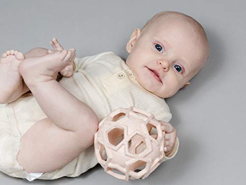 HEVEA Star Activity Ball Toy Made from 100% Upcycled Natural Rubber - Soft and Easy to Hold Baby Ball for Ages +4 Months - Plant Based, Plastic-Free, BPA-Free (Blue)