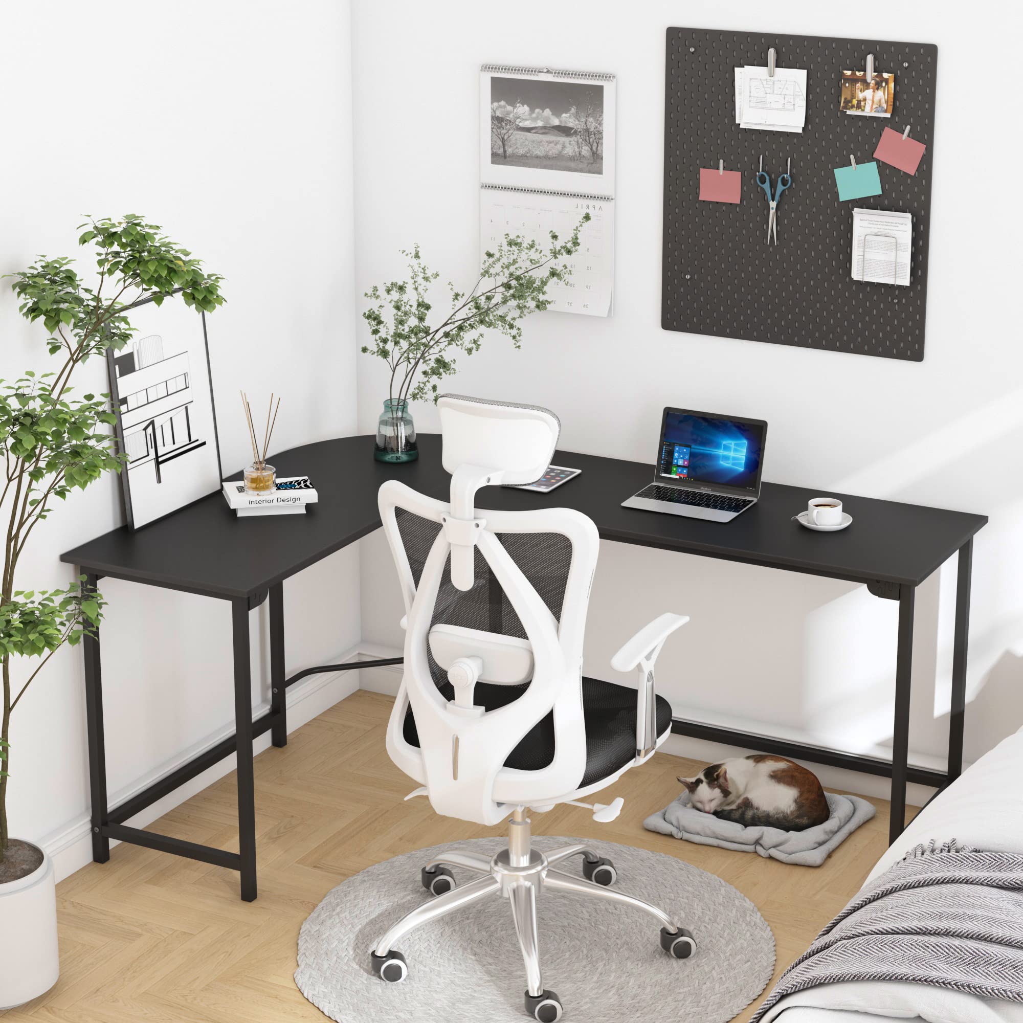bzbbzc 47 Inches L Shaped Corner Desk,Sturdy Home Office Computer Desk Gaming Desk Writing Table Workstation Space Saving Easy Assembly Black