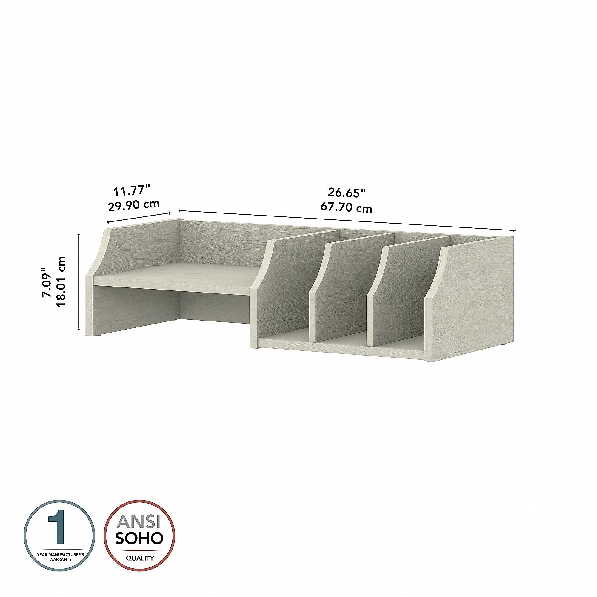 Bush Furniture Key West Universal Desktop Organizer with Shelves in Linen White Oak