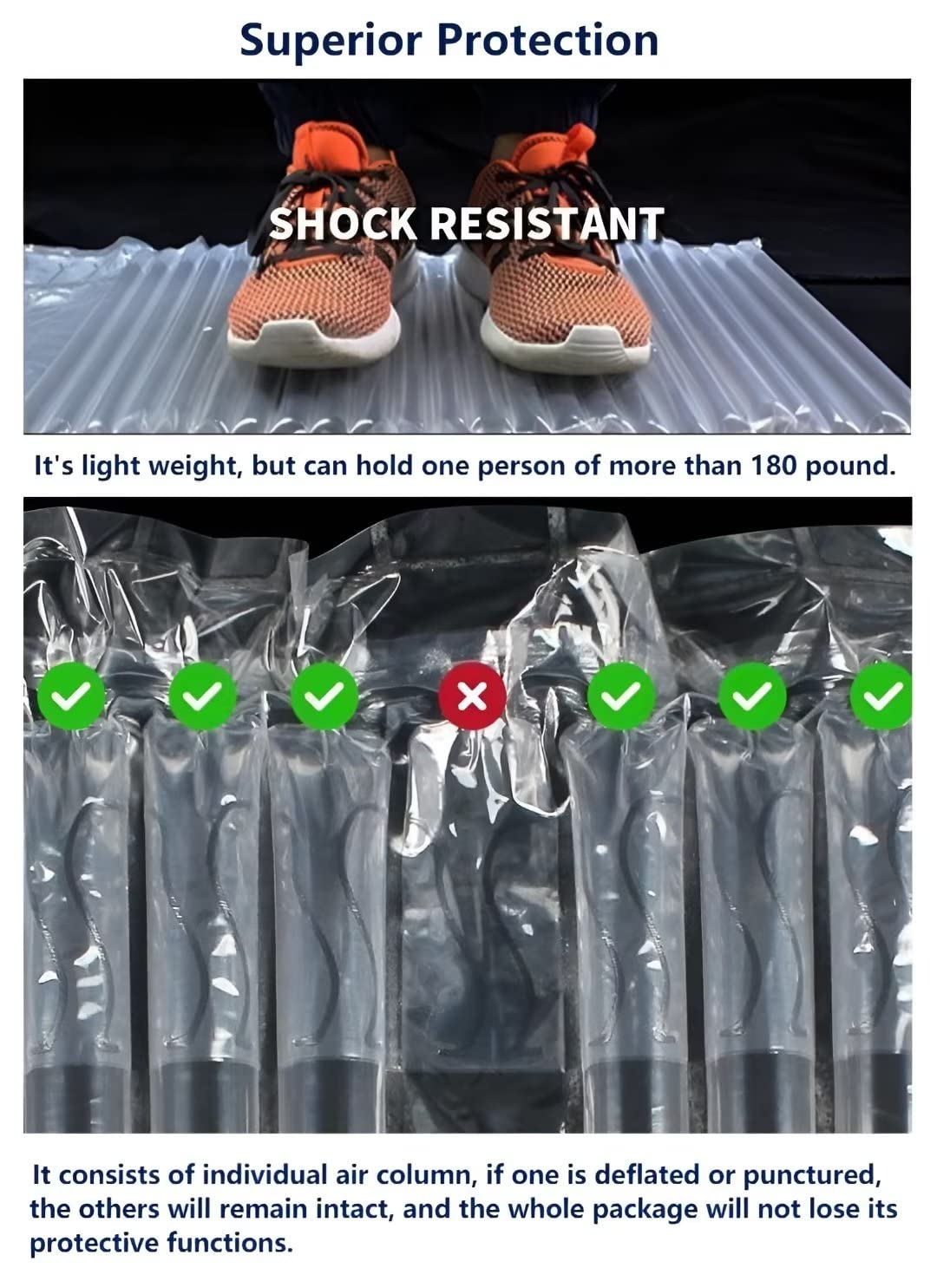 BZQZDAI 7.87" × 33 Feet Tear-able Air Column Rolls Inflatable Air Cushioning Wrap Roll Packaging Air Bubble Cushion Film for Packing,Shipping and Moving with Free Pump