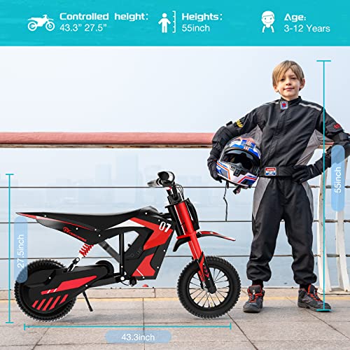 EVERCROSS EV12M Electric Dirt Bike,300W Electric Motorcycle,15.5MPH & 9.3 Miles Long-Range,3-Speed Modes Motorcycle