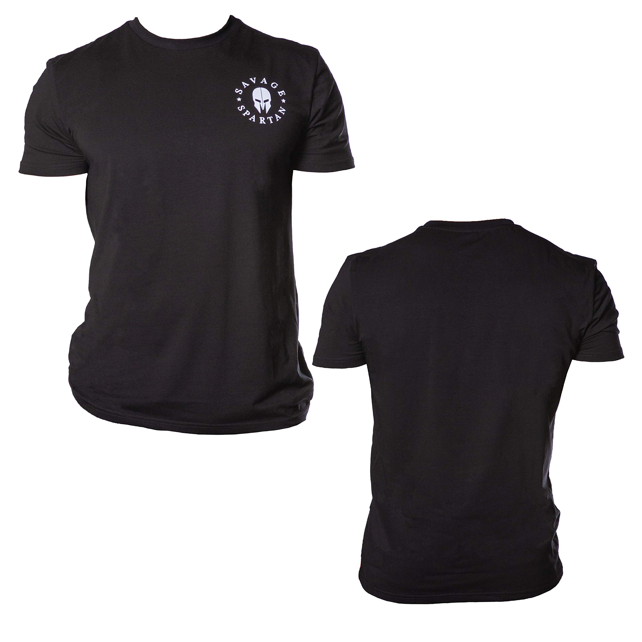 Savage Spartan Muscle T-Shirt for Men - American Warrior Helmet Athletic Fit Tee (X-Large, Black)