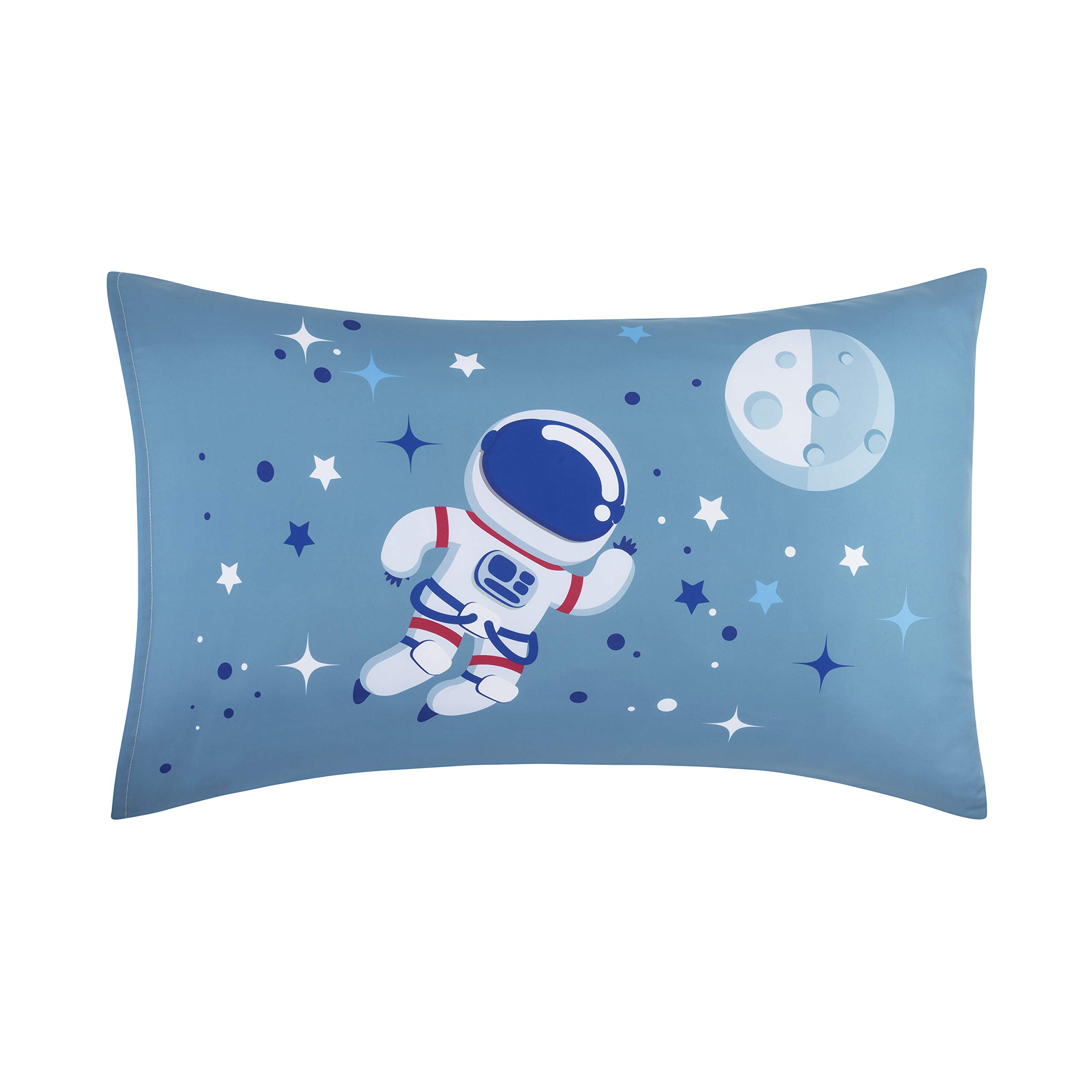 EVERYDAY KIDS Blast Off in Outer Space Twin Size Bed Sheet Set for Kids with Galaxy Design of Rockets and UFOs; Boys 3-Piece Twin Size Sheets Set Includes Flat Sheet, Fitted Sheet and Pillowcase