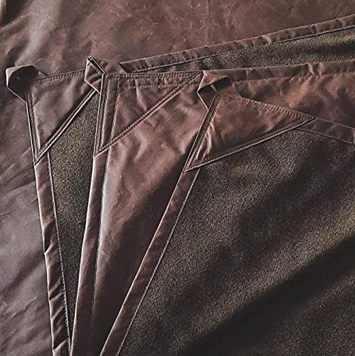 Bushcraft Spain Waterproof Oilskin Canvas Floor with Wool Lining 6’6’’ x 4’8’’- Ground Sheet with Wool Lining for Bushcraft and Camping- Oilskin Brown and Green Wool Lining-Made in Spain