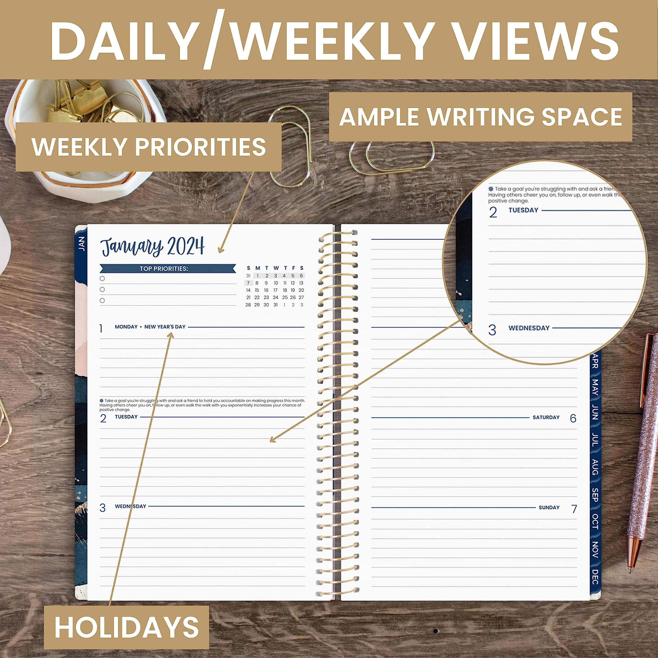 bloom daily planners 2024 Calendar Year Day Planner (January 2024 - December 2024) - 5.5β x 8.25β - Weekly/Monthly Agenda Organizer Book with Stickers & Bookmark - Golden Hour