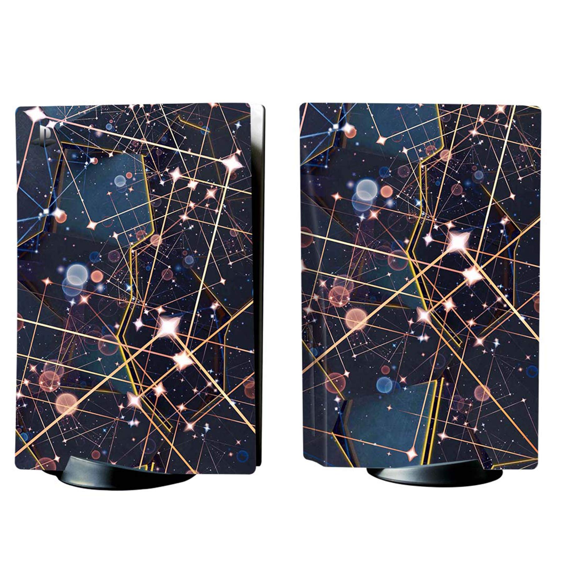 PlayVital Galaxy Geometric Full Set Skin Decal for ps5 Console Disc Edition, Sticker Vinyl Decal Cover for ps5 Controller & Charging Station & Headset & Media Remote