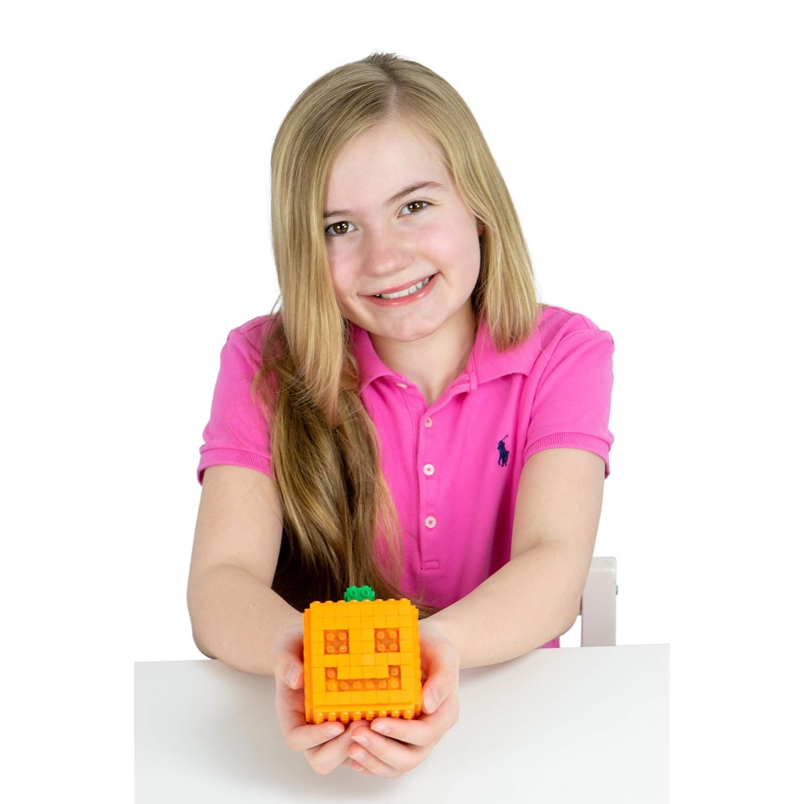 Strictly Briks Compatible with Lego 3D Toy Building Bricks & Blocks, Light Up Mini Cube Jack-O-Lantern, 79 Pieces with LED Light, Halloween Brick Construction Set, Compatible with All Major Brands