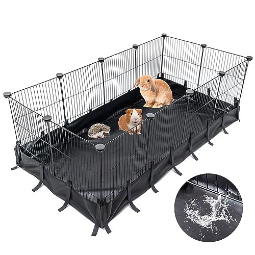 Guinea Pig Cages 8 Sq Ft Expandable Small Animal Cage & Waterproof Liner Accessories Set for Rat Rabbit Guinea Pig Ferret Bunny Chinchilla Hedgehog Lizard Indoor Outdoor, Pet Playpen Habitat
