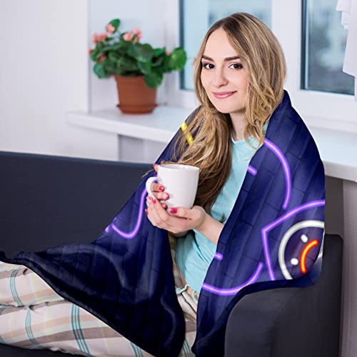 Halloween Party Neon Pattern Prints Soft Warm Cozy Blanket Throw for Bed Couch Sofa Picnic Camping Beach, 150×100cm