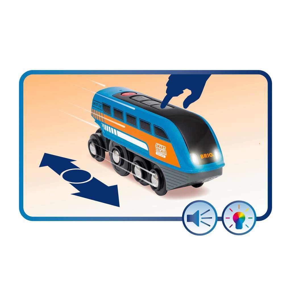 BRIO 33971 Smart Tech Sound Record & Play Engine | Wooden Toy Train for Kids Age 3 and Up