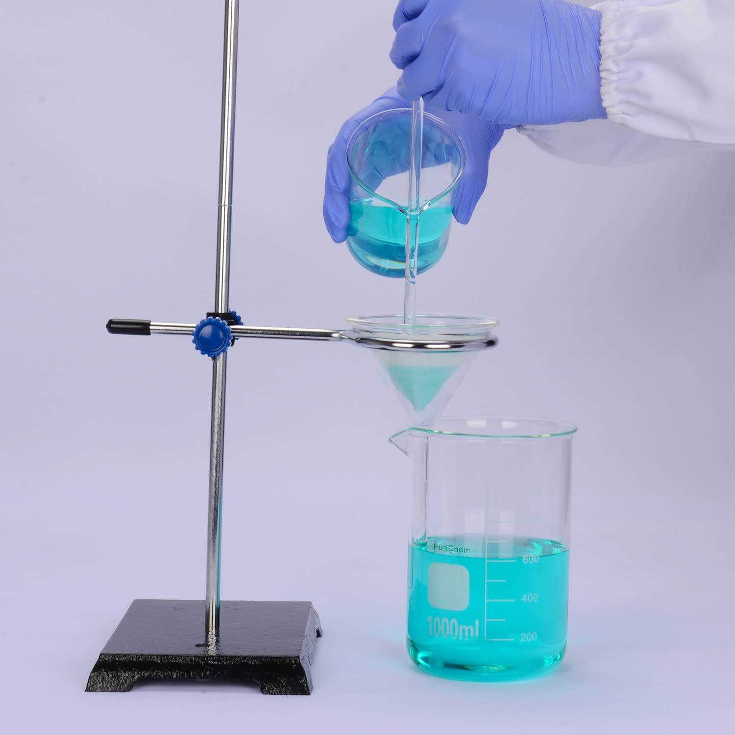 FunChem Glass Measuring Beaker Set, (5 Pieces) Borosilicate Glass Graduated Beakers Griffin Low Form in 5 Sizes, 50 ml/100 ml/250 ml/500 ml/1000 ml (1 L)
