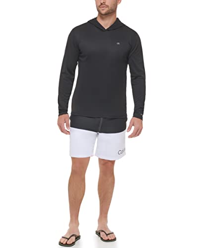 Calvin Klein Men's Standard Quick Dry UPF 40+ Hoodied Top, Black, X-Large