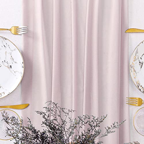FYY 2PCS 10ft Chiffon Table Runner,29x120 Inches Romantic Wedding Runner,Pink Sheer Chiffon Table Cover Dressing Table Runner for Wedding Birthday Party Bridal Baby Shower Decorations-Pink