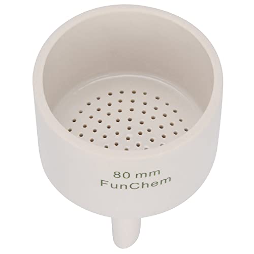 FunChem Porcelain Buchner Funnel, 80 mm Porcelain Buchner Filter Funnel O.D. 8 cm I.D. 7.4 cm Lab Funnels