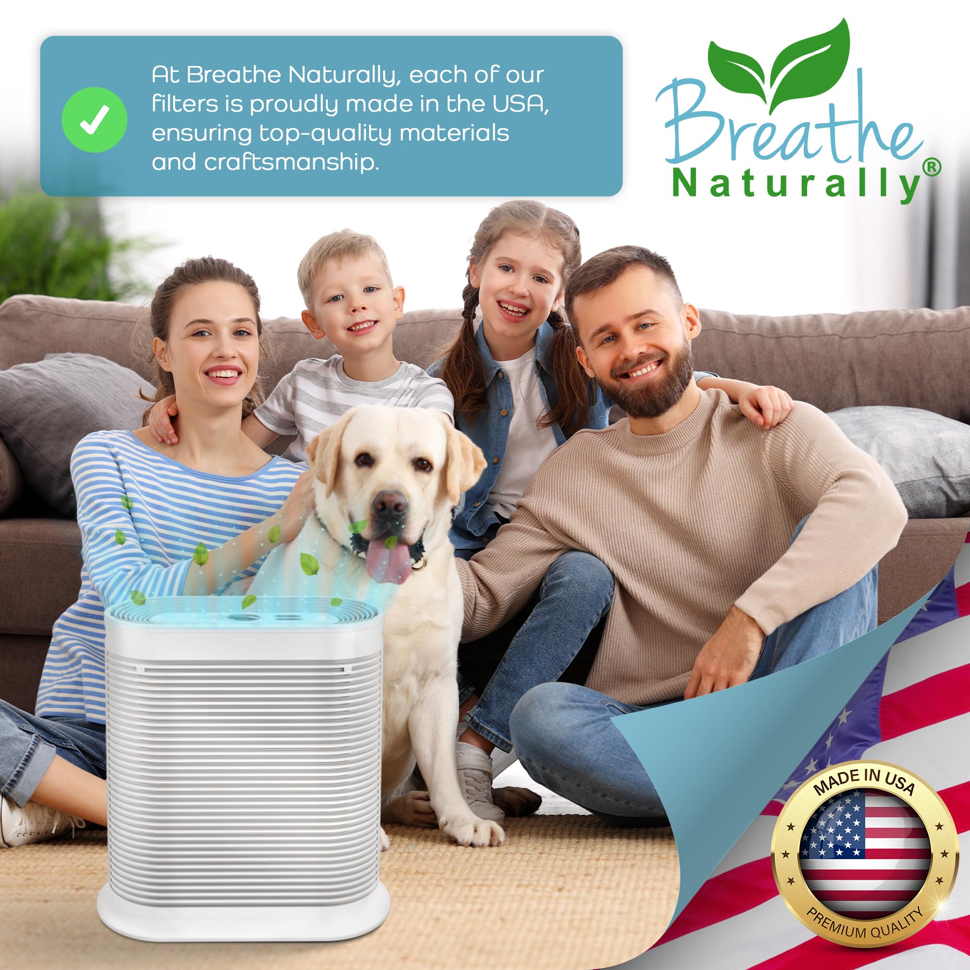 Breathe Naturally - HPA200 HEPA Replacement Filters - Honeywell Replacement Filters for Premium Air Purification -Ideal HPA200 Filter Replacement for Home & Office Use(2 pack HEPA Replacement Filter)