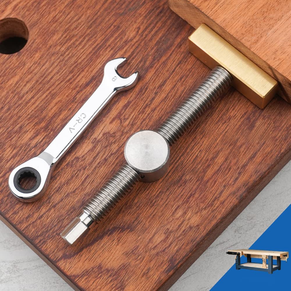 DDWT 2 Pack Bench Dog Clamp 3/4 Inch Dog Hole Clamp Woodworking Adjustable Workbench Stop Stainless Steel Brass (19mm)