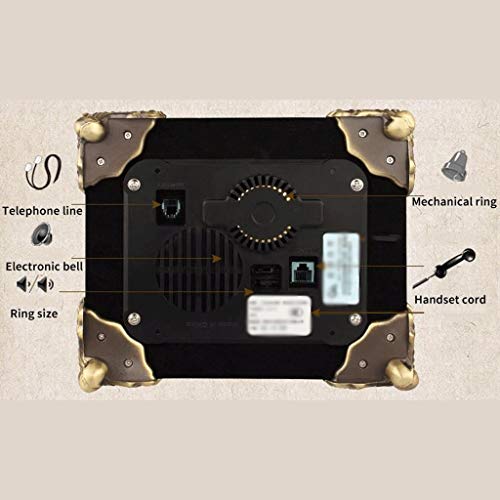 DSDD Retro Phone,Antique Style Telephone with Wood and Metal Body, Functional Rotary dial and Socket Red Telephone,Office,Hotel