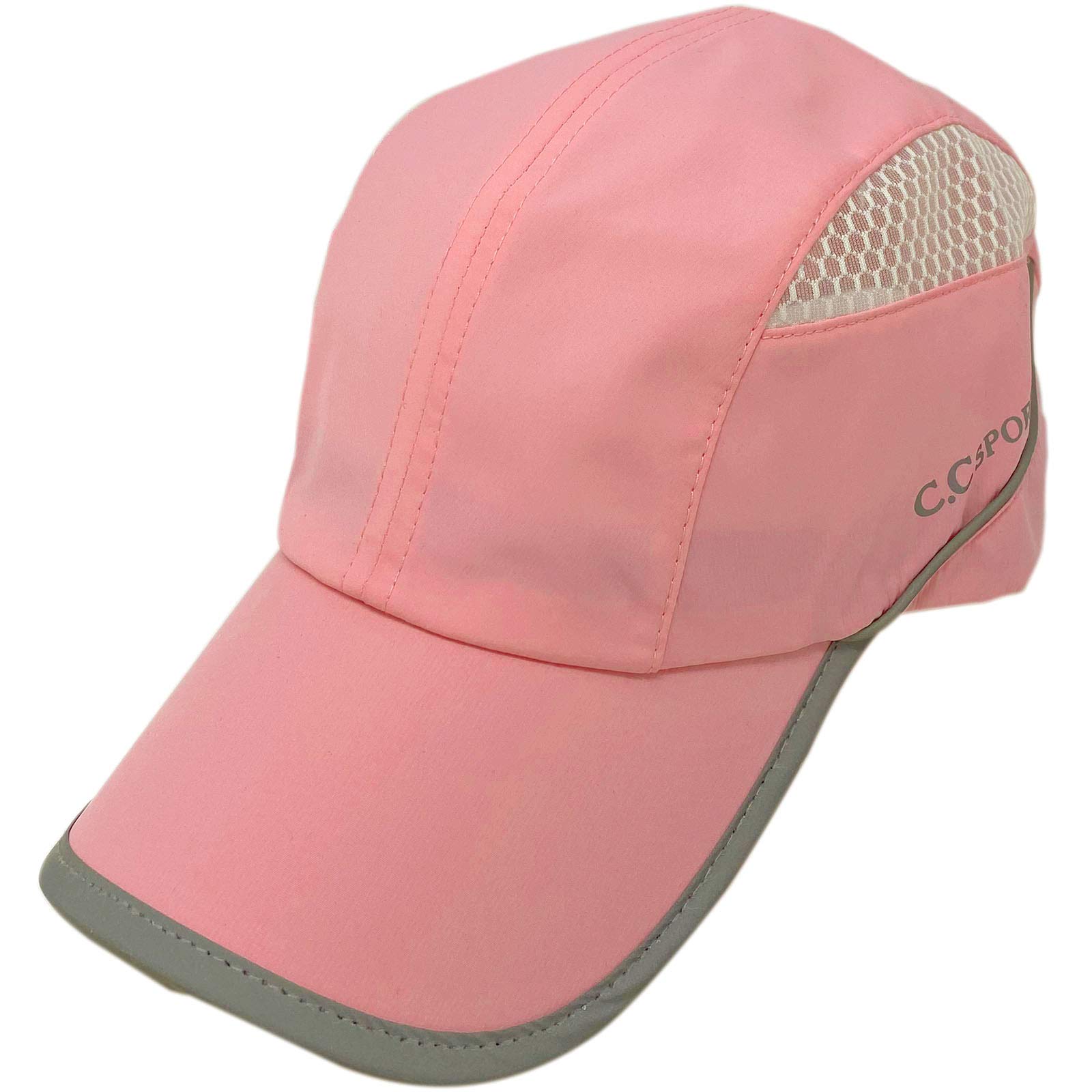 C.C Sports Active Ponytail Messy Buns Ponycaps Baseball Visor Cap Dad Hat (Pink/White)